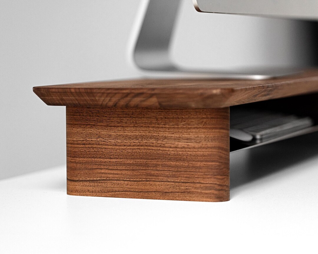 Desk Shelf Monitor Stand With Storage, Desk Monitor Riser, Wooden ...