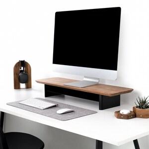 Wooden Desk Shelf Monitor Stand With Storage - Desk Monitor Riser - Etsy