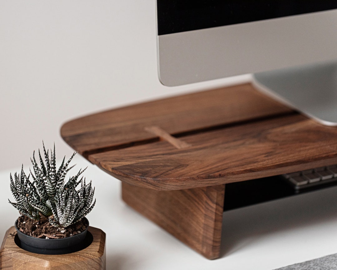 Wooden Monitor Stand With Storage for Desk Desk Monitor Riser Organizer ...