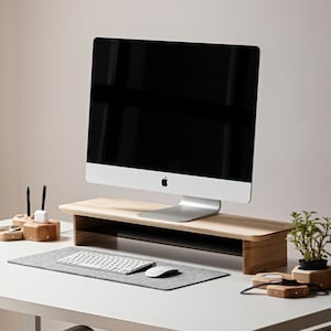 Wooden Monitor Stand Desk Shelf With Storage Monitor Riser Desk ...