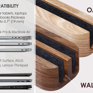 Wood Vertical Laptop Stand for Desk Setup, Dual Laptop Holder for Desk ...