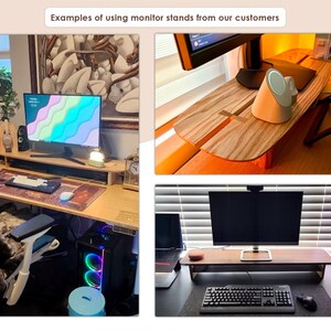Wood Desk Monitor Stand With Storage Custom Monitor Riser Shelf - Etsy