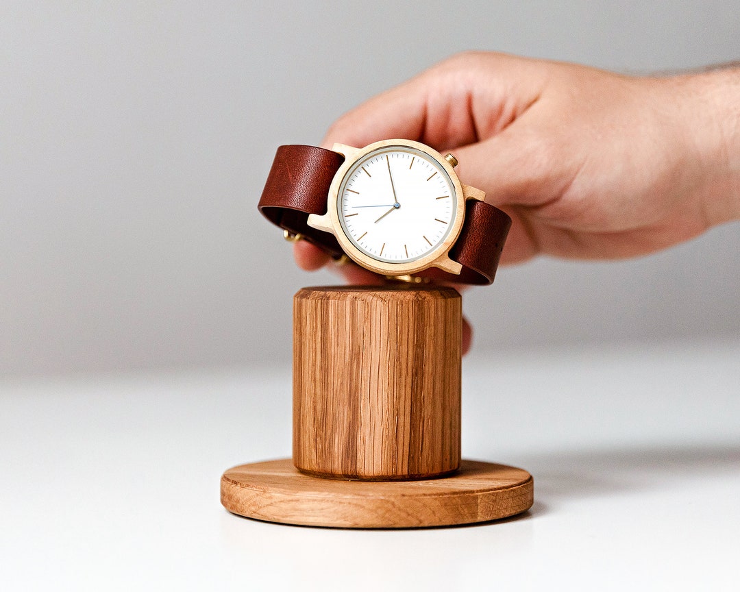 Wooden Cylinder Watch Stand Gift for Men Watch Holder Watch Accessories ...