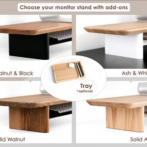 Wood Desk Monitor Stand With Storage - Custom Monitor Riser Shelf - Etsy