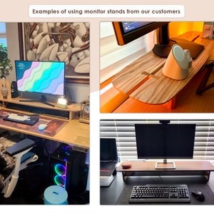 Wood Monitor Stand With Storage Custom Engraved Desk Shelf Riser for ...