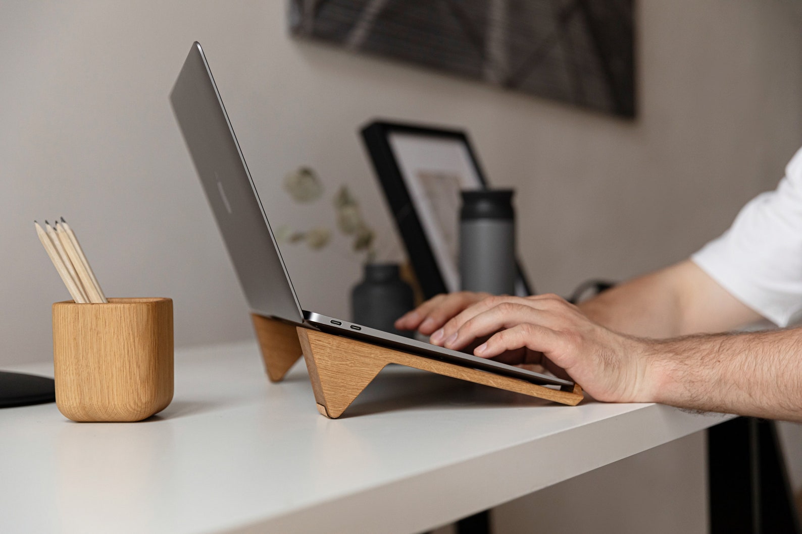 Wood Laptop Stand for Desk Wooden Laptop Stand Macbook Wood - Etsy