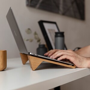 Wood Laptop Stand for Desk, Wooden Laptop Stand Macbook, Wood Stand ...