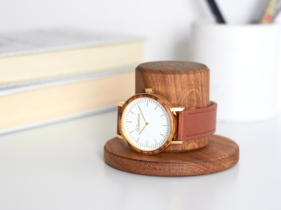 Wooden Cylinder Watch Stand Father's Day Gift for Men Watch Holder ...