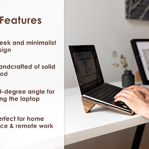 Wooden Laptop Riser for Desk, Wood Laptop Stand, MacBook Holder, Desk ...
