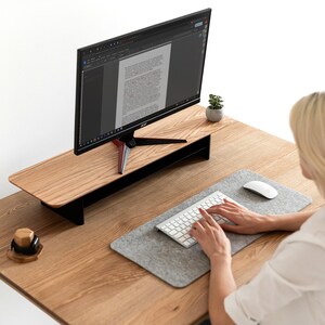 Wood Monitor Stand With Storage Custom Engraved Desk Shelf Riser for ...