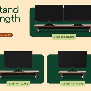 Desk Shelf Monitor Stand With Storage, Desk Monitor Riser Wood, Monitor ...
