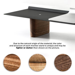 Metal Desk Shelf Monitor Stand With Wooden Legs, Desk Monitor Riser ...