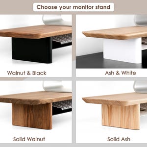 Wood Monitor Stand With Storage Custom Engraved Desk Shelf Riser for ...