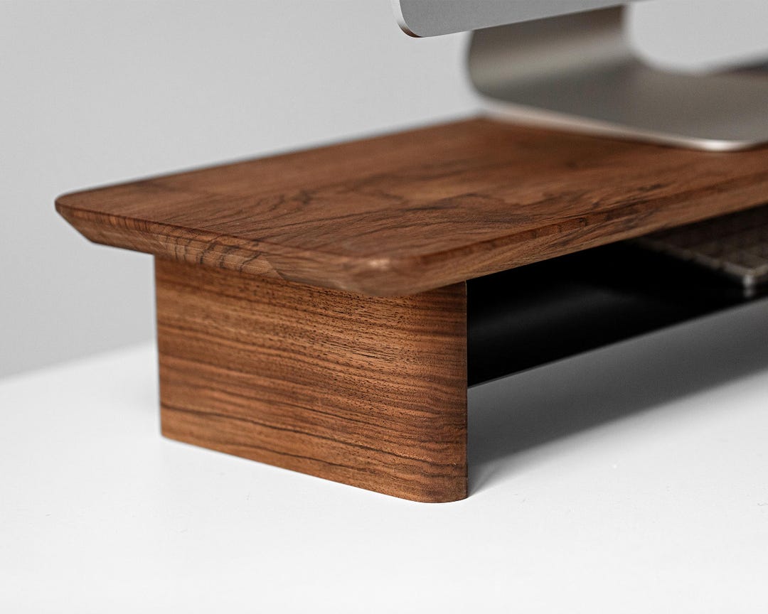 Desk Shelf Monitor Stand With Storage, Desk Monitor Riser Wood, Monitor ...