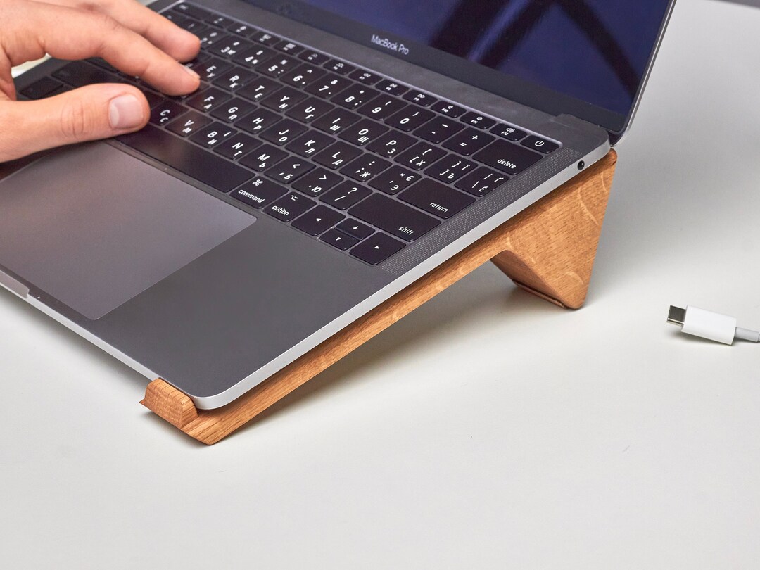 Wood Laptop Stand for Desk, Wooden Laptop Stand Macbook, Wood Stand ...
