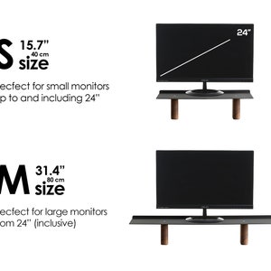 Metal Desk Shelf Monitor Stand With Wooden Legs, Desk Monitor Riser ...