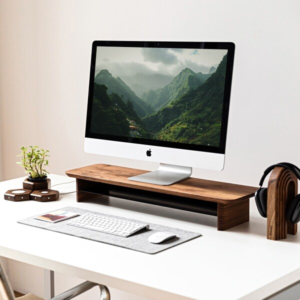 Wood Monitor Stand - Etsy