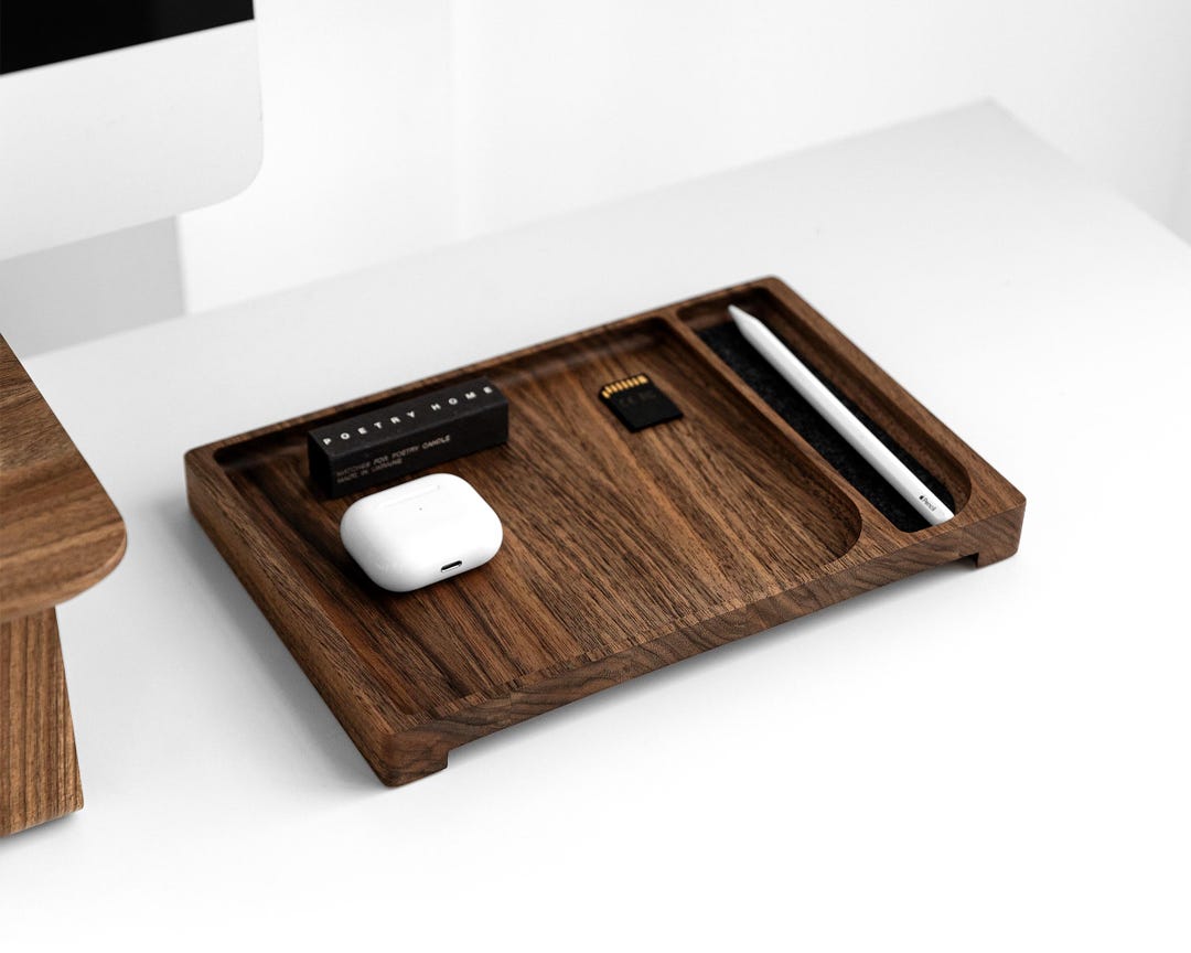 Personalized Wooden Desk Tray - Home Office Organizer With Catch-all ...