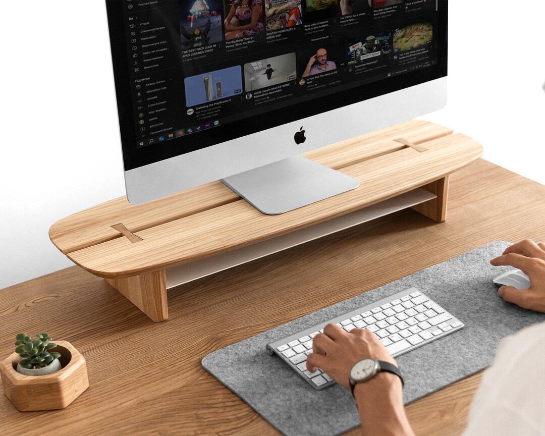 Wooden Monitor Stand Desk Shelf Desk Riser With Storage and ...