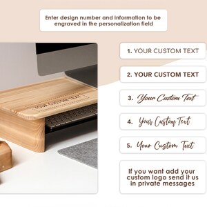 Personalized Desk Shelf Monitor Stand With Storage, Custom Desk Monitor ...