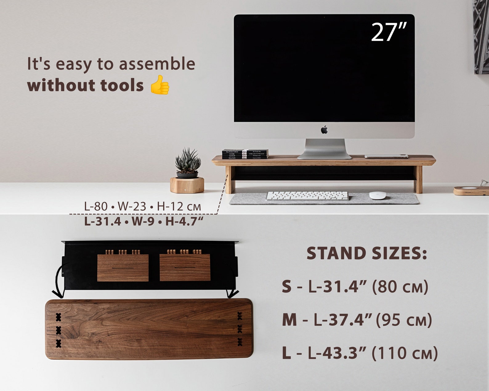 Desk Shelf Monitor Stand With Storage Desk Monitor Riser - Etsy UK