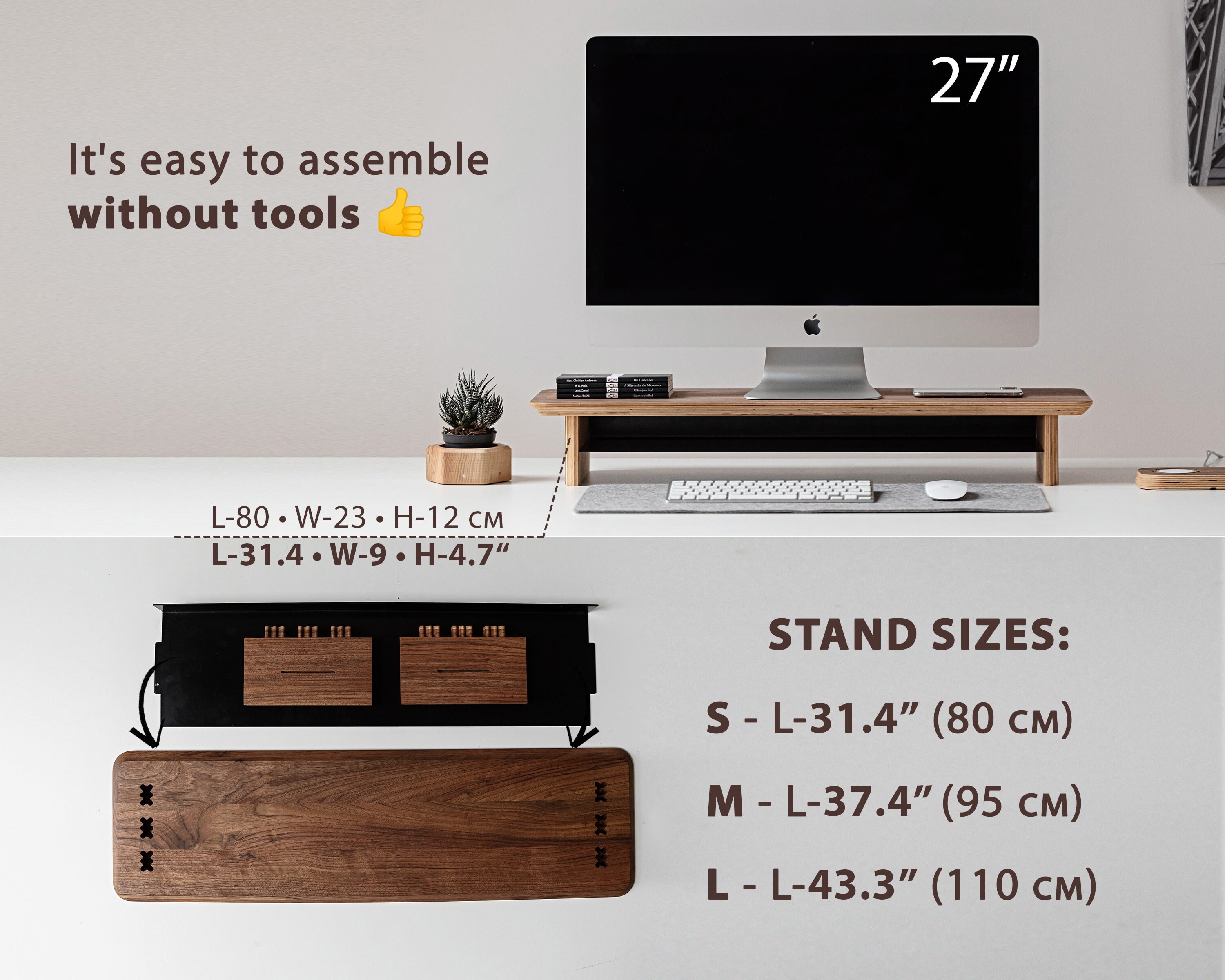 Desk Shelf Monitor Stand With Storage Desk Monitor Riser - Etsy UK