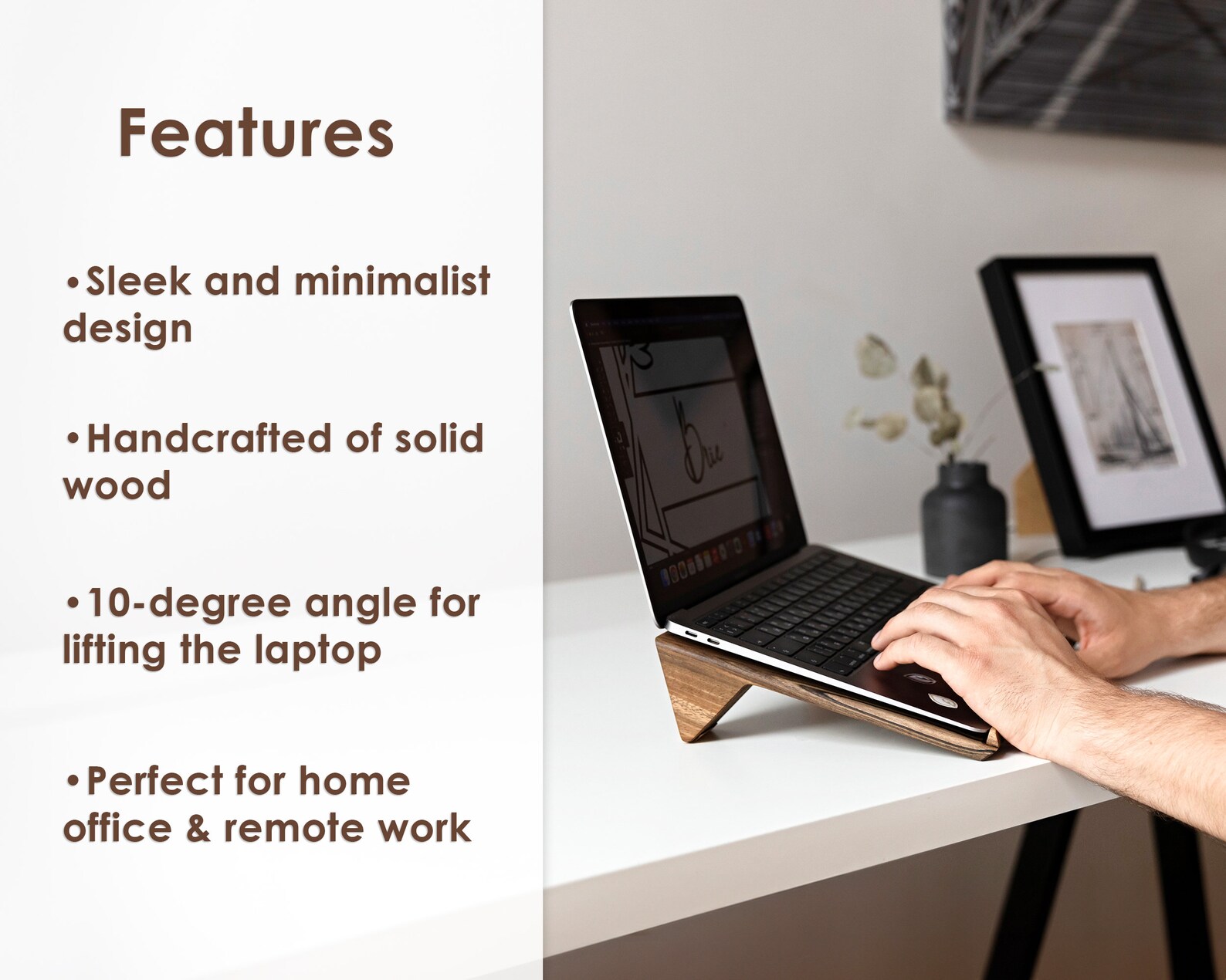 Wooden Laptop Riser for Desk, Wood Laptop Stand, MacBook Stand, Laptop ...