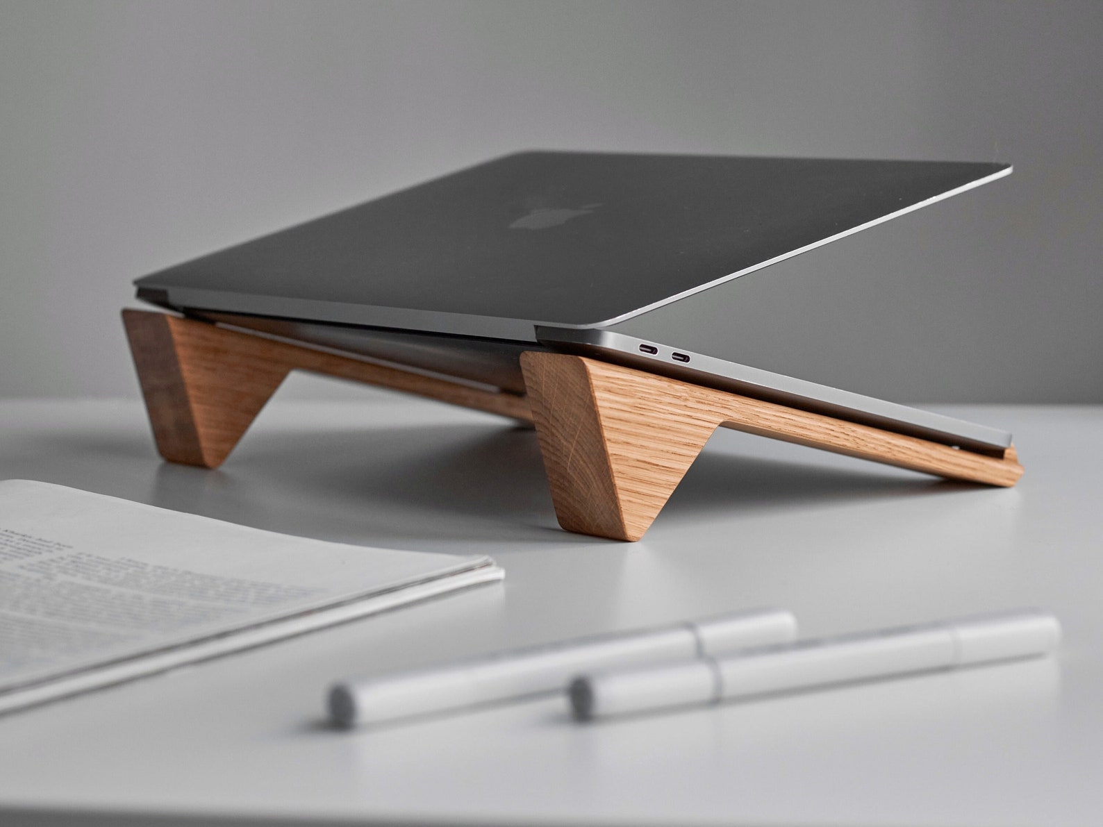 Wooden Laptop Riser for Desk, Wood Laptop Stand, MacBook Stand, Laptop ...