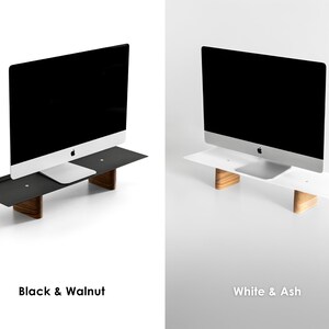 Metal Monitor Stand With Wooden Legs Desk Riser for Improved Workspace ...