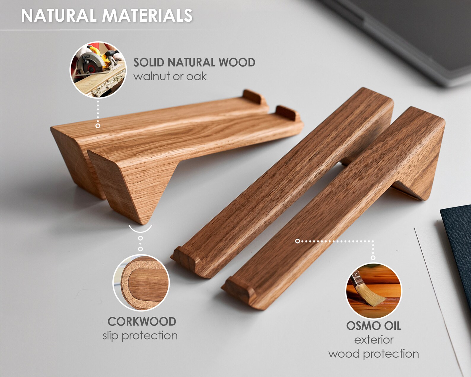 Wooden Laptop Riser for Desk, Wood Laptop Stand, MacBook Stand, Laptop ...