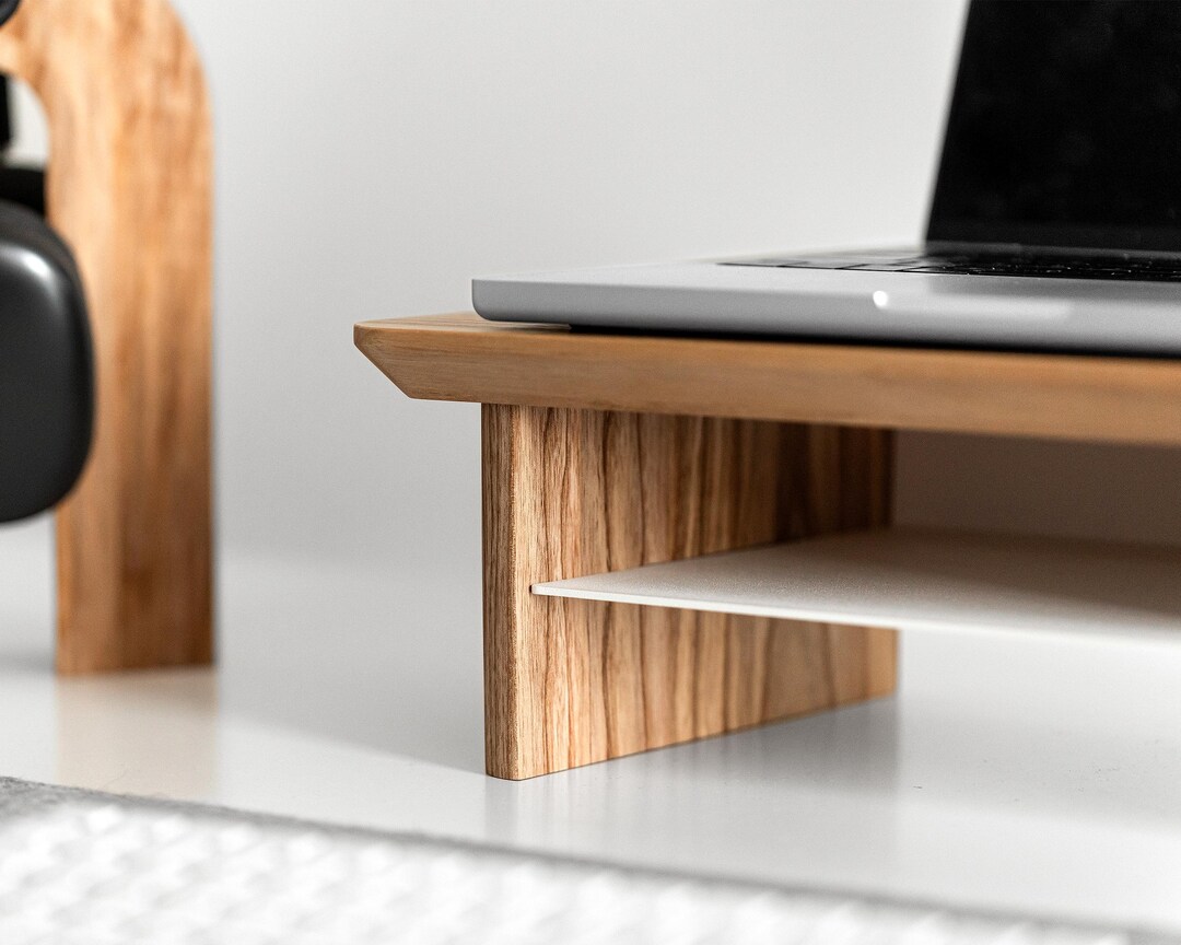 Desk Shelf Monitor Stand or Laptop With Storage, Desk Monitor Riser ...
