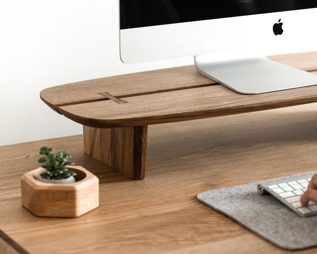 Wooden Desk Monitor Stand With Shelf Desk Riser and Organizer for Him ...