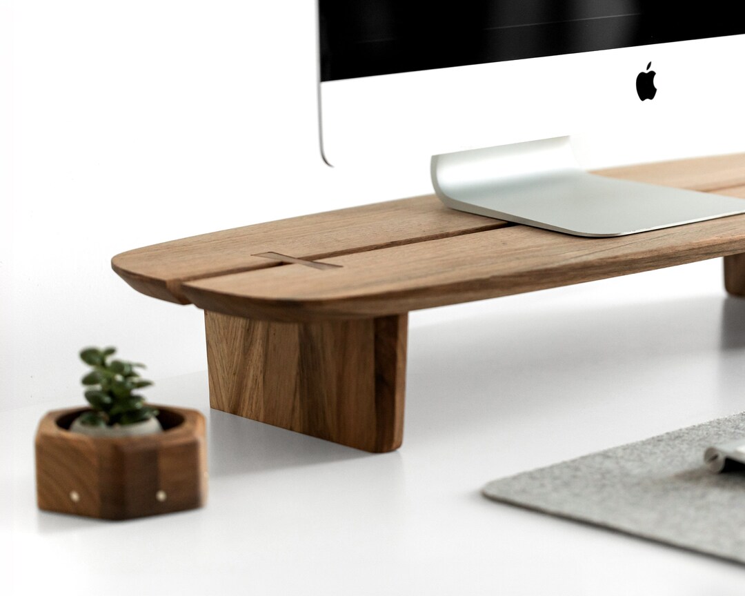 Wooden Desk Monitor Stand With Shelf Desk Riser and Organizer for Him ...