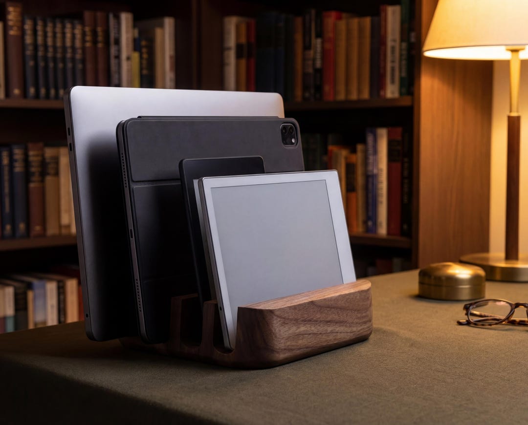 Triple Laptop Stand for Desk - 3 Slot Vertical Holder for Multiple ...