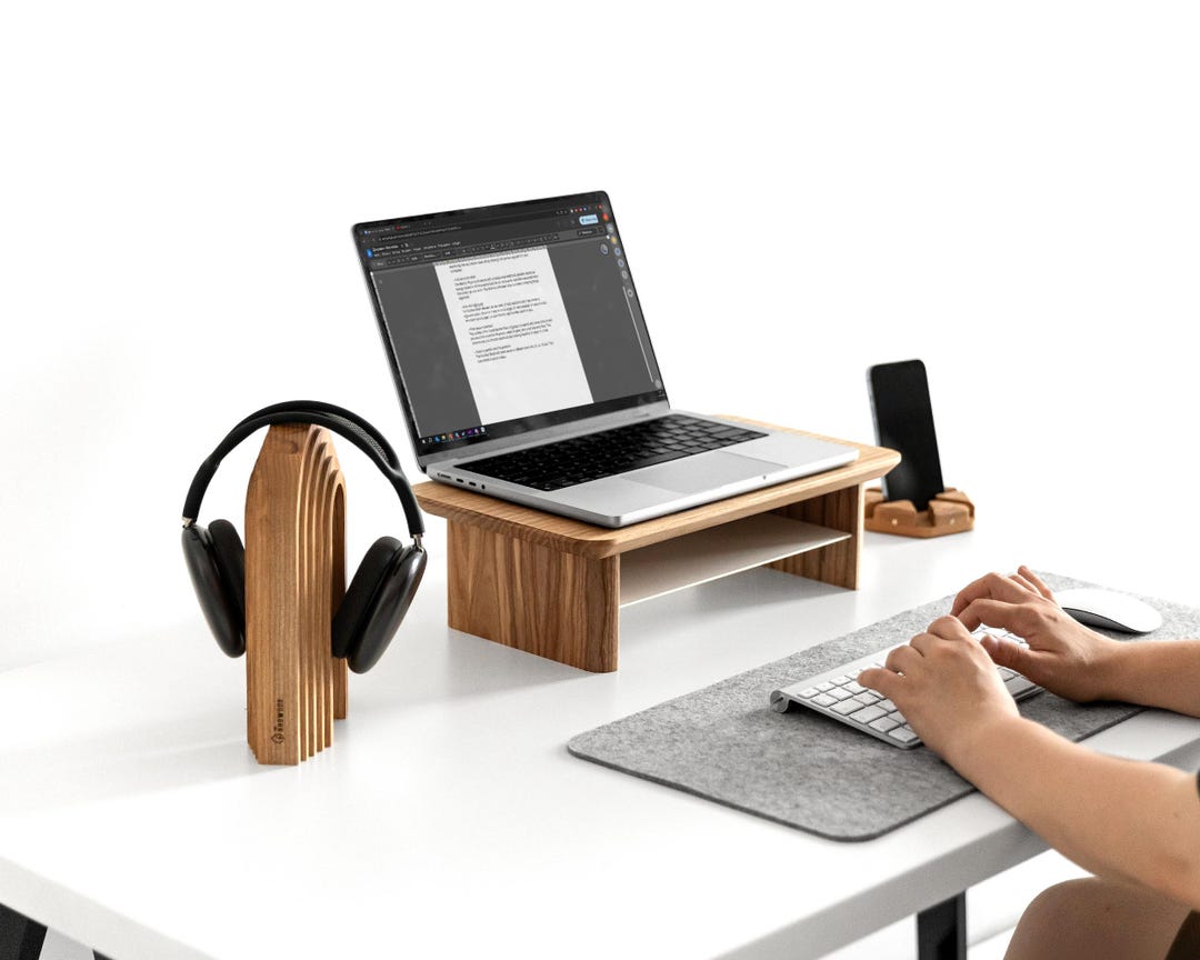 Desk Shelf Monitor Stand or Laptop With Storage, Desk Monitor Riser ...