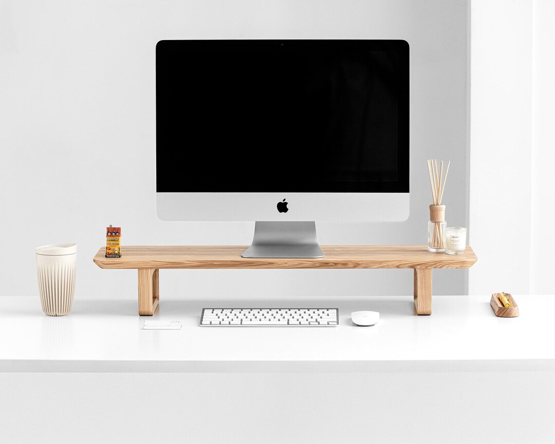 Handcrafted Wooden Monitor Stand With Custom Tray Options - Walnut or ...