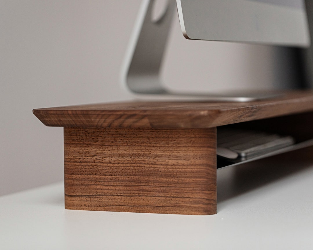 Desk Shelf Monitor Stand With Storage, Desk Monitor Riser Wood, Monitor ...