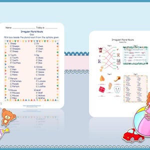 IRREGULAR PLURAL NOUNS Worksheets, 2nd Grade Grammar Lesson 9, Tracing ...