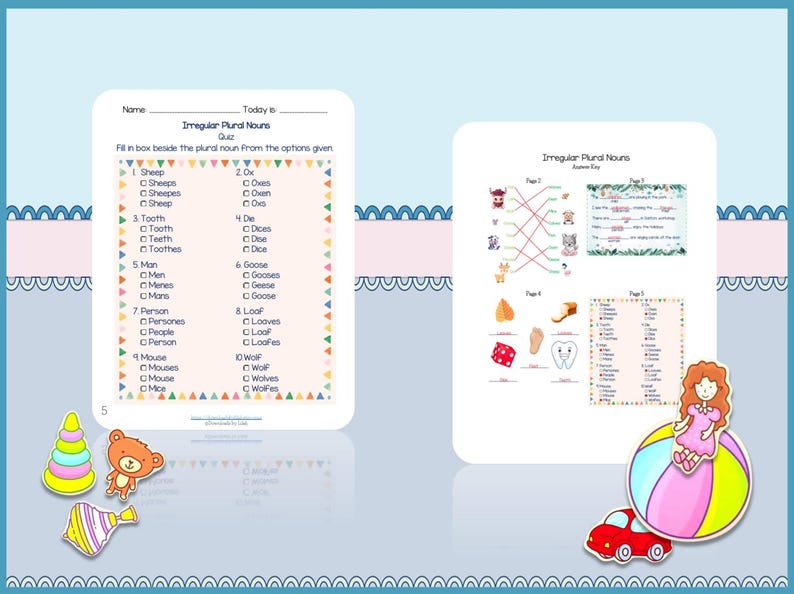 IRREGULAR PLURAL NOUNS Worksheets, 2nd Grade Grammar Lesson 9, Tracing ...