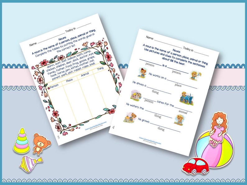 GRADE 2 NOUNS Grammar Bundle, Letter Tracing WORKSHEETS, Homeschool ...