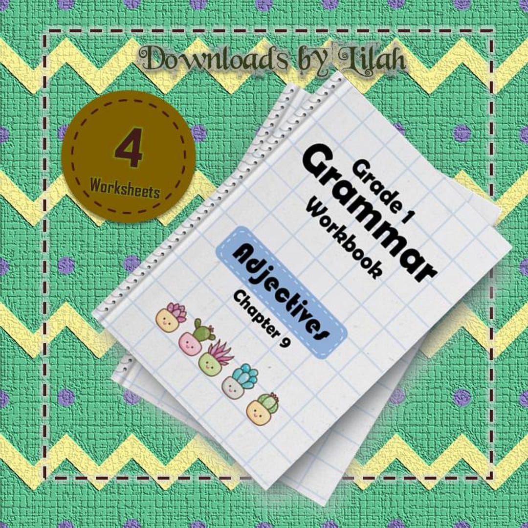 ADJECTIVES Worksheets, 1st Grade Grammar Practice, Letter Tracing for ...