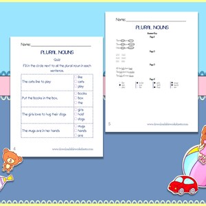 PLURAL NOUNS WORKSHEETS, 1st Grade Grammar Practice, Printable Letter ...