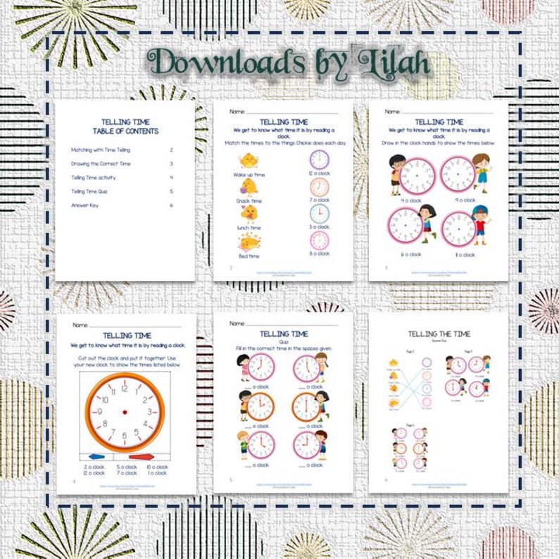1st Grade TELLING TIME WORKSHEETS, Lesson 15 Math Bundle, Homeschool ...
