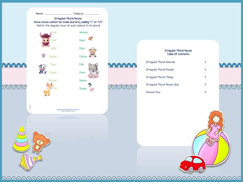 IRREGULAR PLURAL NOUNS Worksheets, 2nd Grade Grammar Lesson 9, Tracing ...