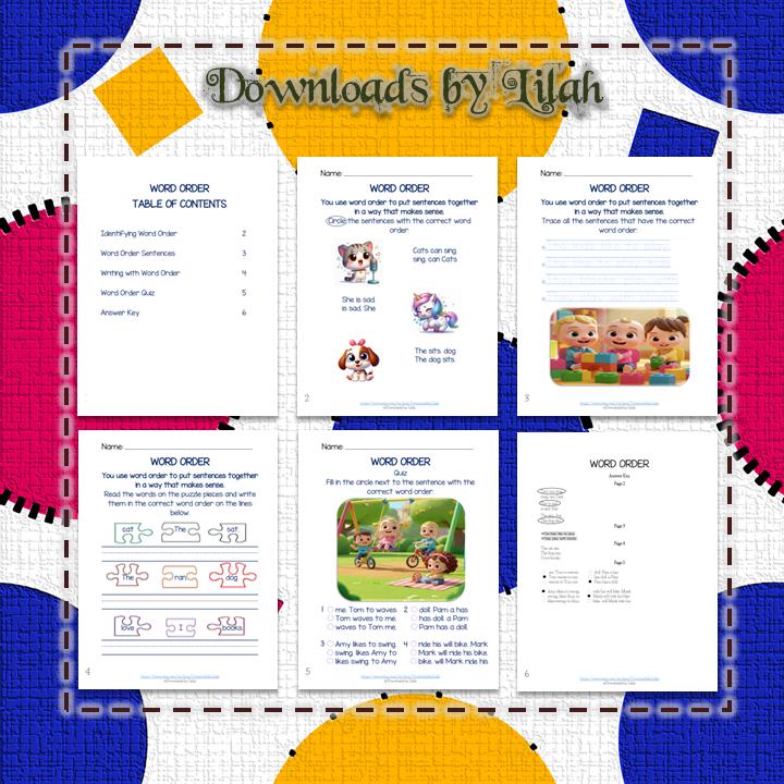 WORD ORDER GRAMMAR Worksheets, 1st Grade Letter Tracing, Printable ...