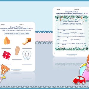 IRREGULAR PLURAL NOUNS Worksheets, 2nd Grade Grammar Lesson 9, Tracing ...
