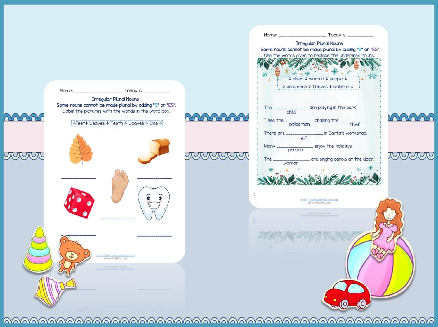 IRREGULAR PLURAL NOUNS Worksheets, 2nd Grade Grammar Lesson 9, Tracing ...