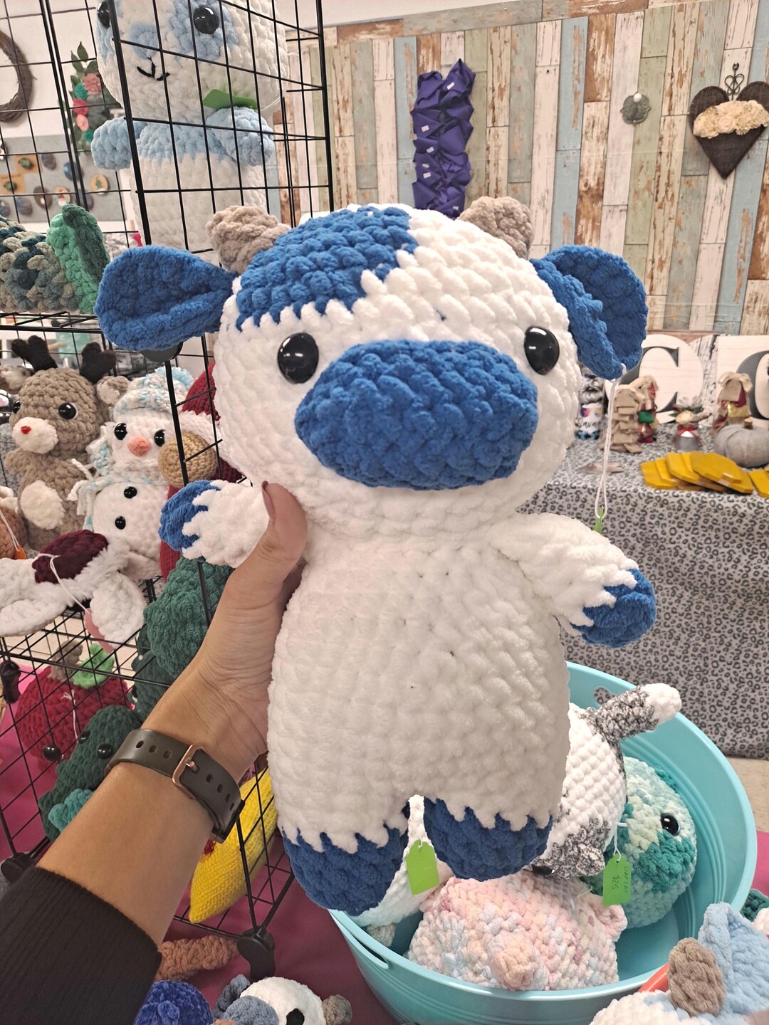 Cobalt Blue Chubby Cow Plushie - Ready to Ship! - Etsy