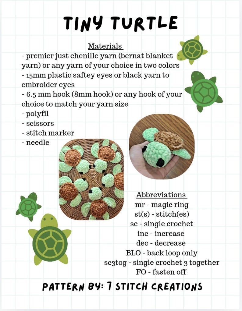 Tiny Turtle Crochet PATTERN ONLY - Etsy