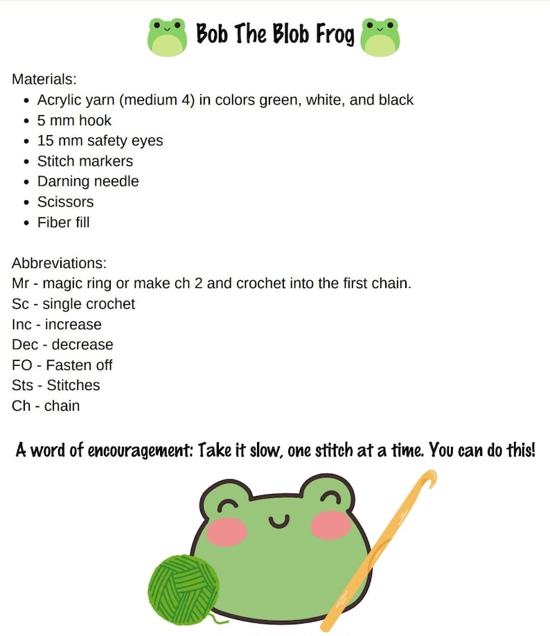 Bob the Blob Frog Crochet PATTERN - Etsy